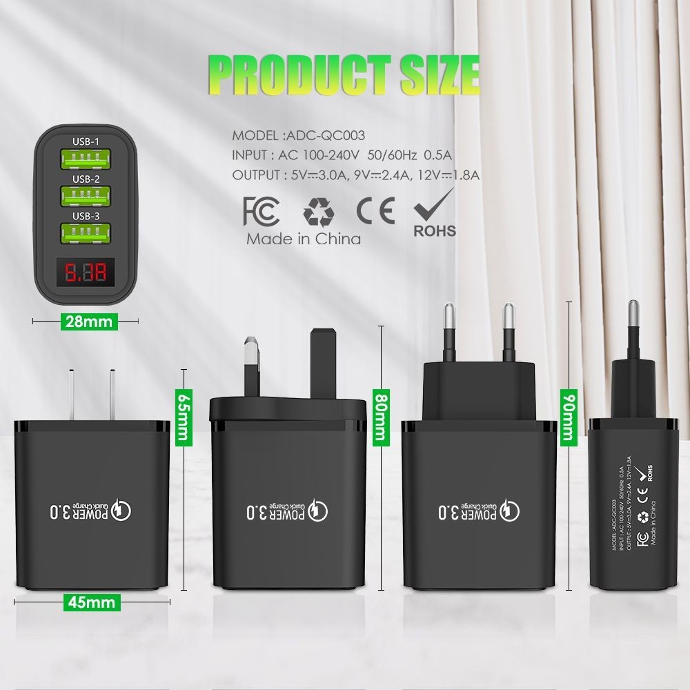 3usb Digital Display Hong Kong Version British Standard Multi-Interface 5V2.4A British Standard ...