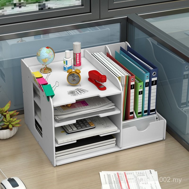 Office Supplies File Rack Quadruple Plastic Bookshelf Desktop Data ...