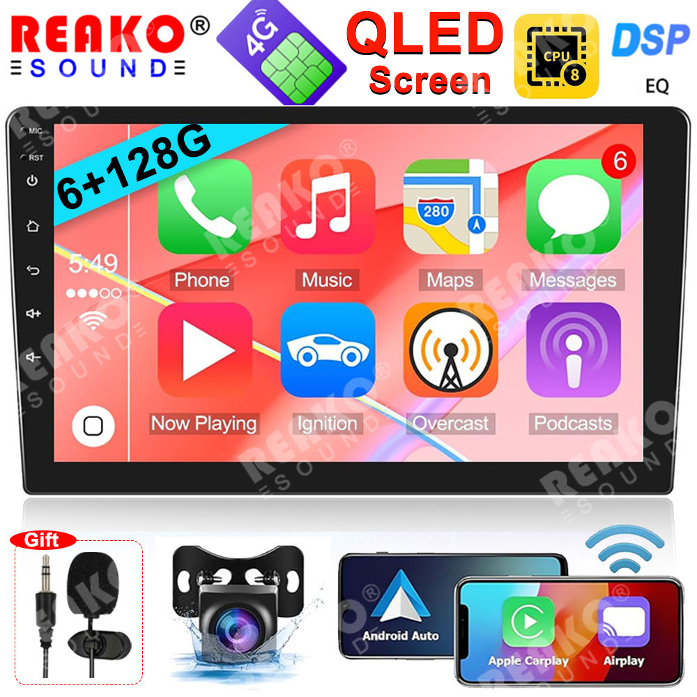 REAKOSOUND 9" Autoradio Car Radio 2 Din Carplay Android Auto Multimedia Player Bluetooth ...