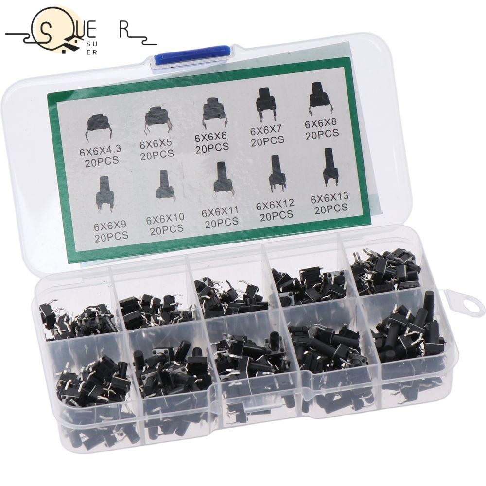 SUEREN 200Pcs Micro Momentary Switch, 6x6 mm Mini Tactile Push Button ...