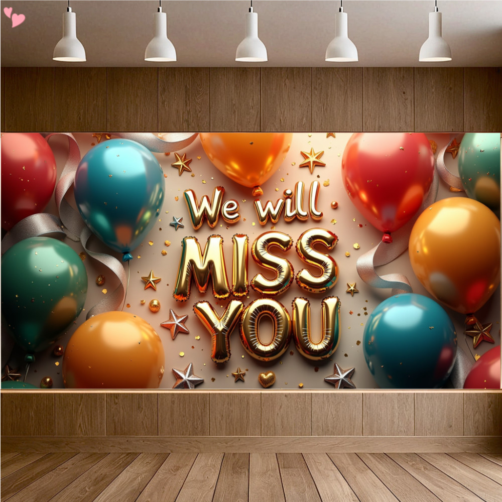 We Will Miss You Banner Balloons Background Party Decorations Backdrop for Farewell Retirement ...