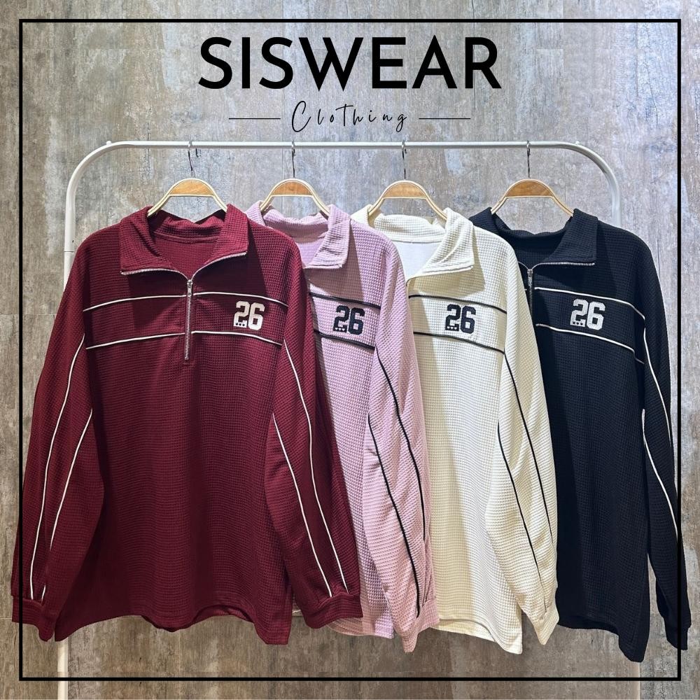 SISWEAR Sport 26 Half Zipper Waffle (TWO SIZE) Collar Long Sleeve ...