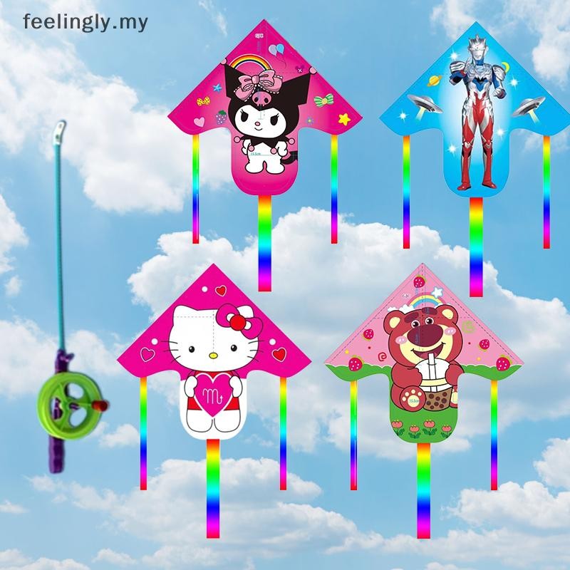 [TOYM] Children Flying Kite Toy Cartoon Kuromi Hello Kitty Doraemon ...
