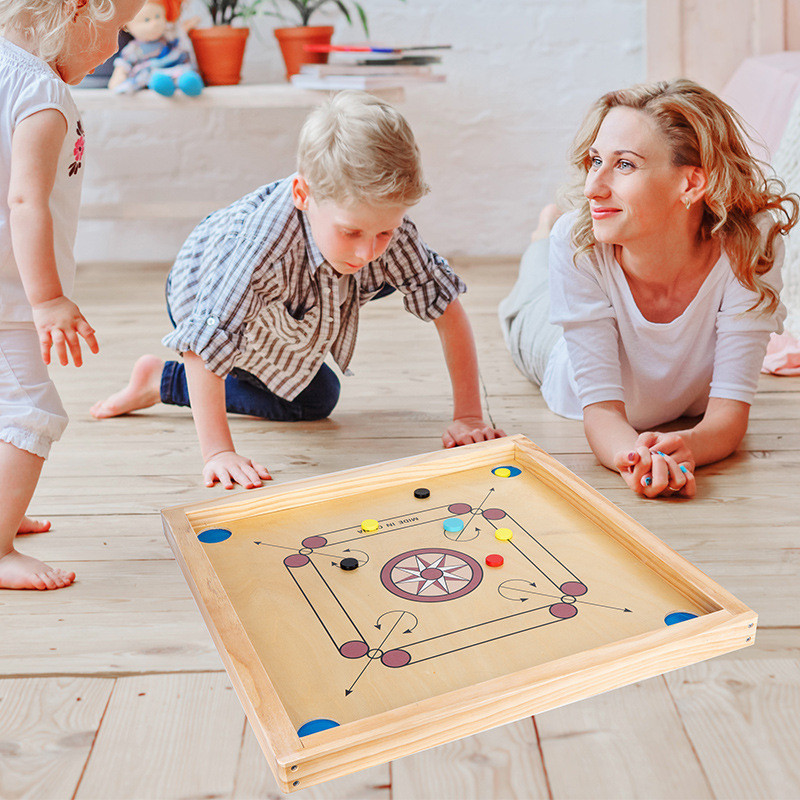 Papan Carrom Kolam Karam Kayu Kroner Catur Desktop Catur Tarik Tangan ...