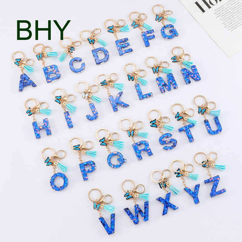 bhy Resin A To Z Shiny Sequin Letter Keychain Couple Initial Stars ...