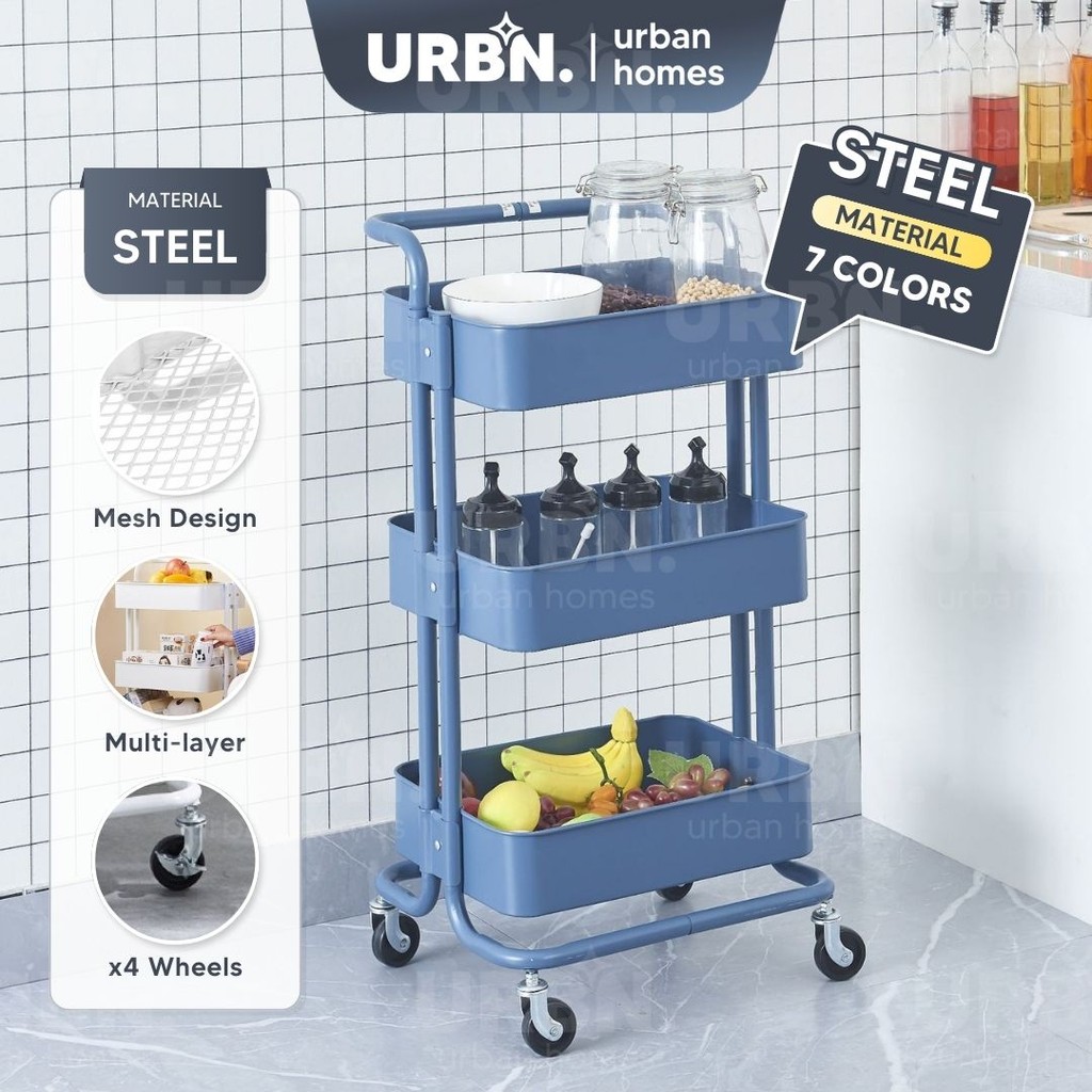 𝗨𝗥𝗕𝗔𝗡𝗛𝗢𝗠𝗘𝗦【100% Steel】3 Tiers Full Steel Besi Honeycomb Basket Trolley ...