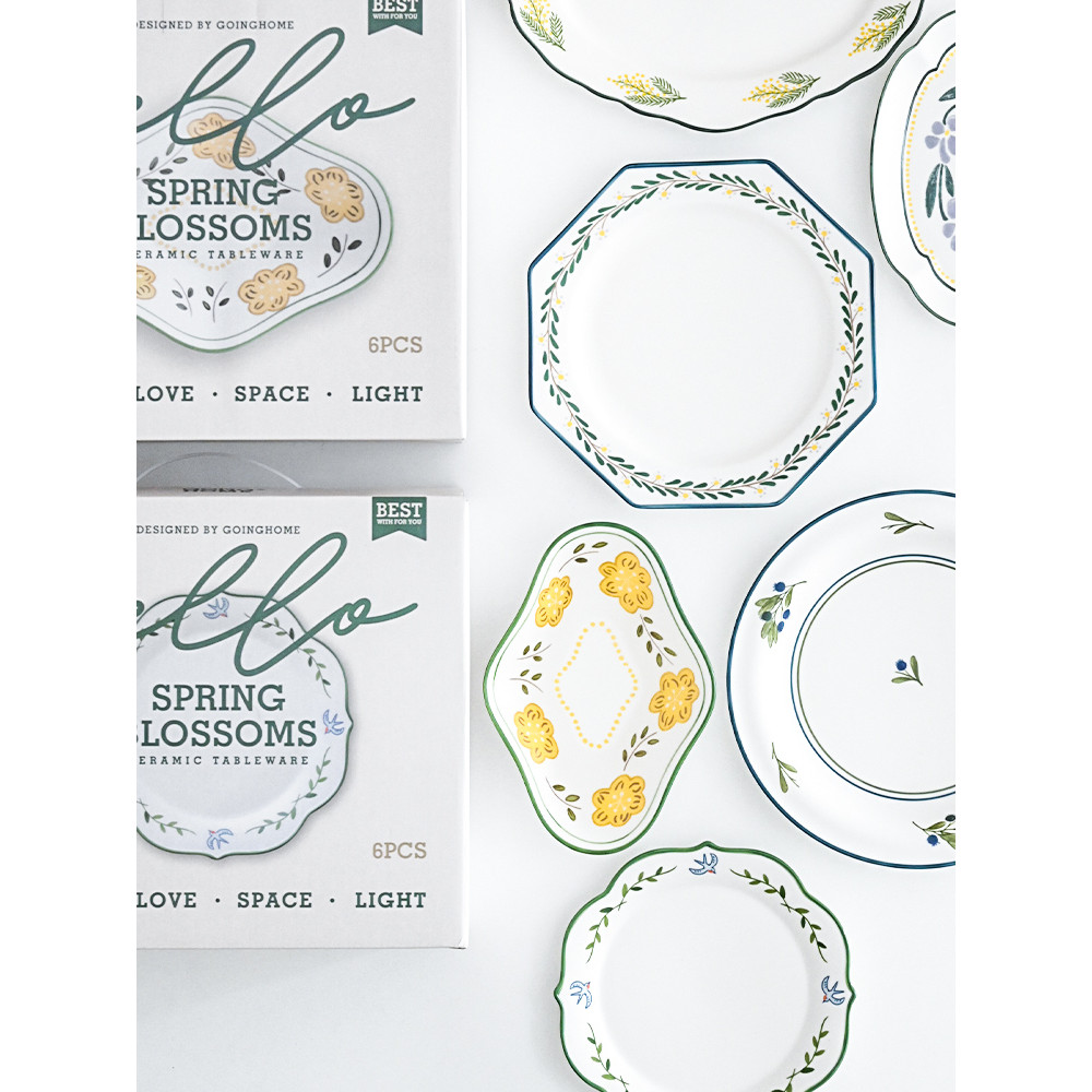 Spring Blossoms Pinggan Makan Seramik Pinggan Pinggan Pinggan ...