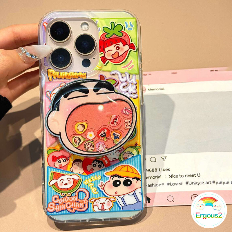 Big Mouth Crayon Shin Chan Casing + Bracket Compatible for IPhone 16 14 ...