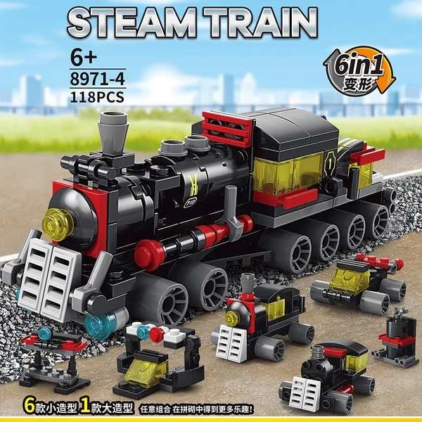 lego toy New Small Particle Assembled Steam Train Robot Chinese ...