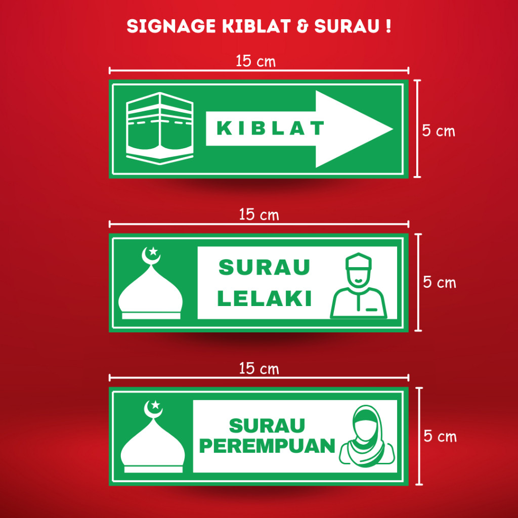 Hot SellingSticker Kiblat & Surau/ Arah Kiblat / Kiblat Arrow / Kiblat ...