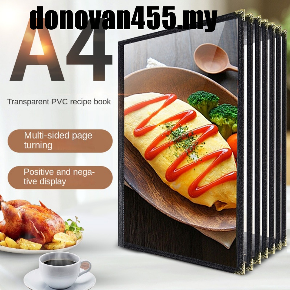 DONOVAN PVC Transparent Menu Cover, Foldable A4 A4 Menu Paper Holder ...