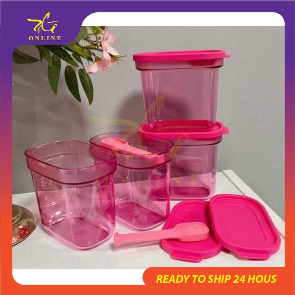 Tupperware 500ml Umami Collection with Spoon Light Pink Maroon Bekas ...