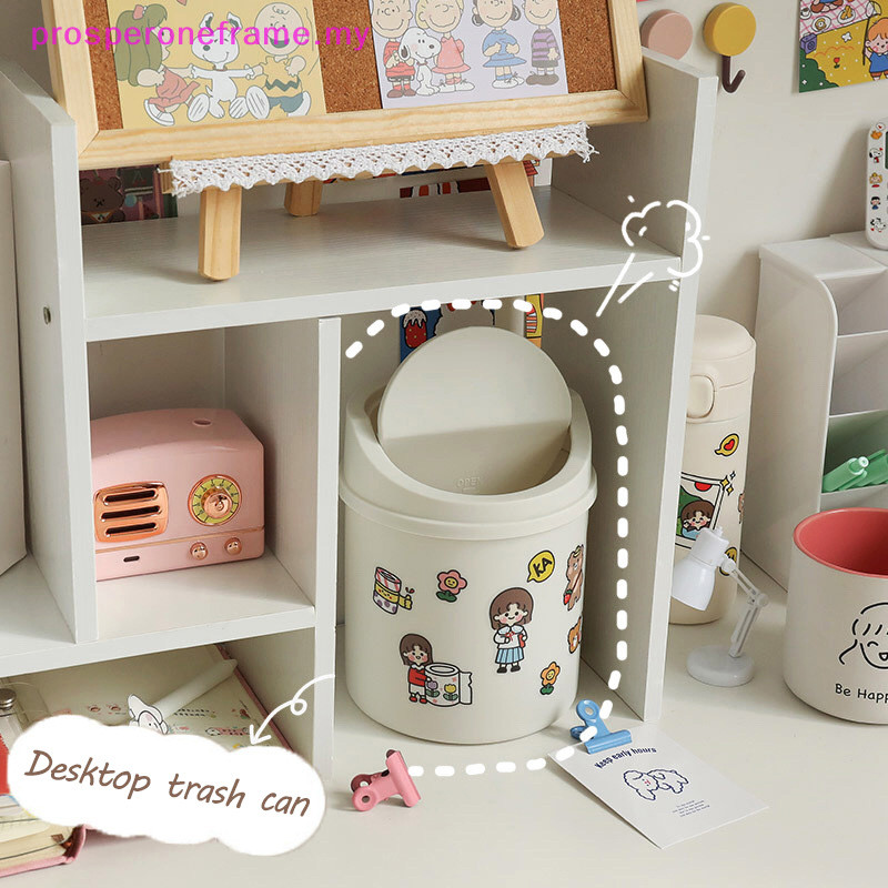 prosperoneframe Mini Desktop Bin Small Trash Can Tube with Cover ...
