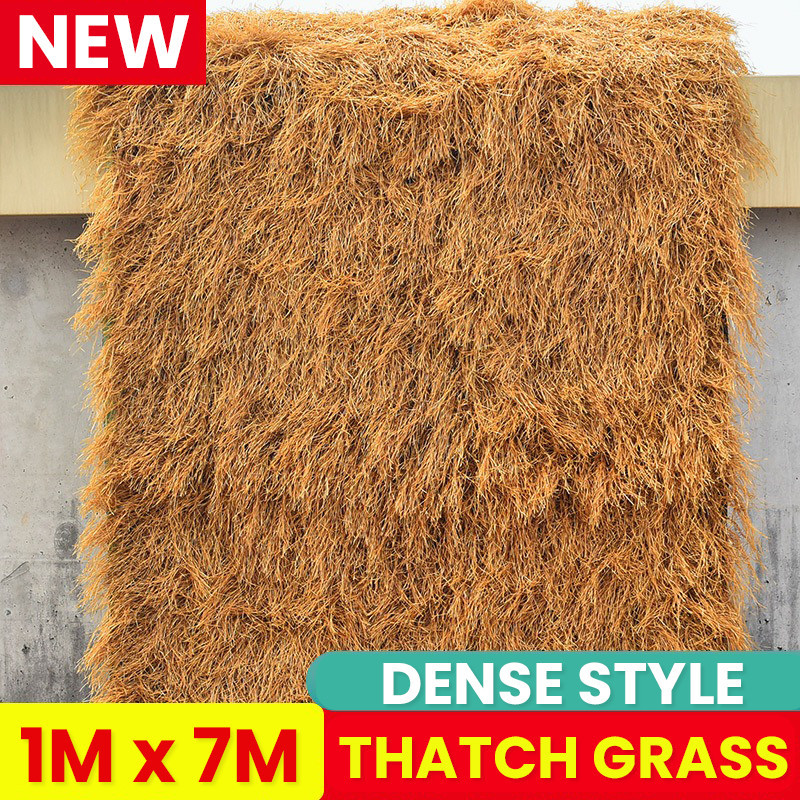 Artificial Thatch Grass Roll 39''x 236'',Fireproof Fake Hay Tiki Straw ...
