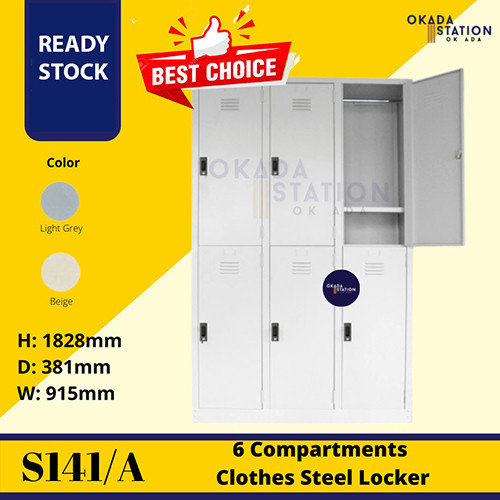 OKADA S141/A Steel Clothes Locker (6 Door) / Almari Besi / Locker Baju ...