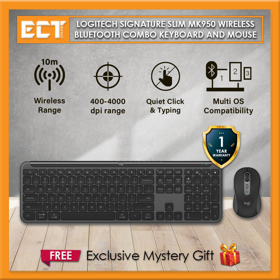Logitech Signature Slim K950 MK950 Wireless Bluetooth Combo Keyboard ...