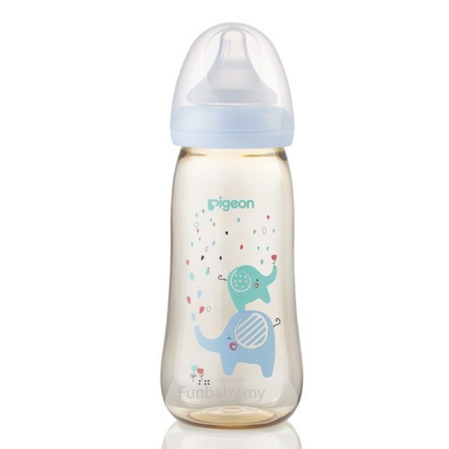 Pigeon SoftTouch PPSU Wide Neck Bottle With Elephant / Rabbit Design 330ml Botol Susu Bayi anti ...