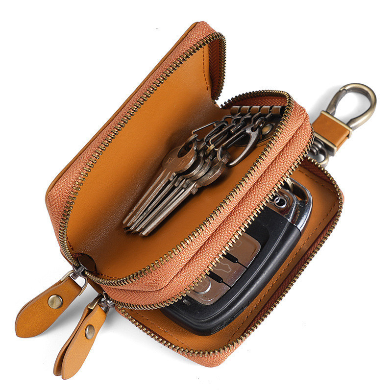 Premium Key Case Genuine Leather Men's Vintage Car Key Protector Case ...