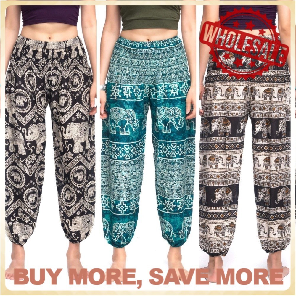 [Ready Stock]Thailand Batik Elephant Long Pant Plus Size Unisex Women ...