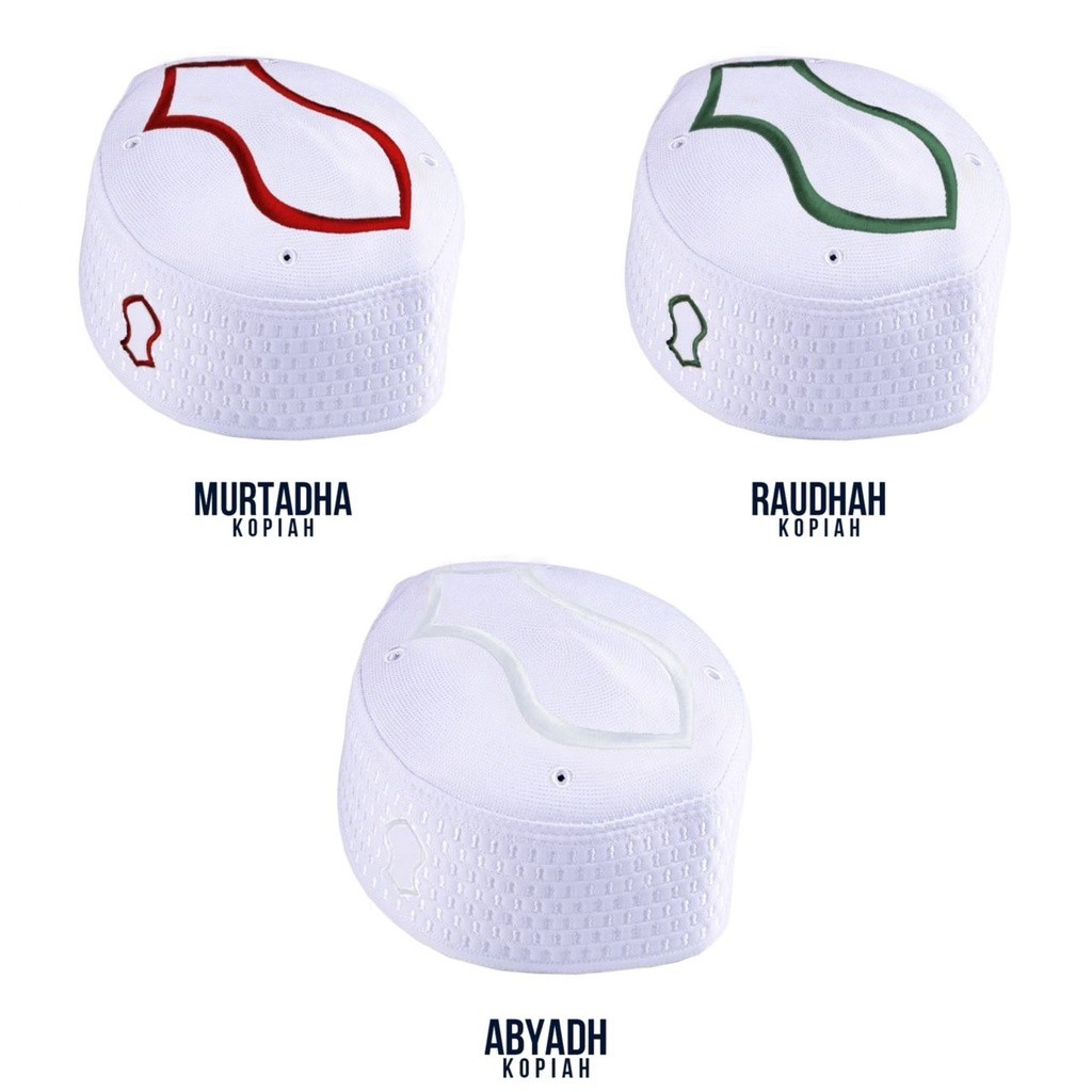 Kopiah Warna Putih Sulam Putih, Merah, Hijau The Capal | Shopee Malaysia