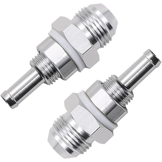 8AN Straight to 5/16" Hose Barb Double Fuel Pump Tank Fitting Bulkhead Adapter Fitting Hose ...
