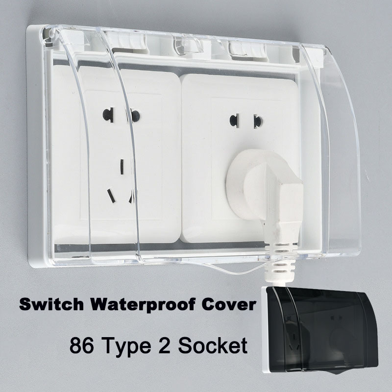 2 Socket 86 Type Switch Waterproof Cover Toilet Bathroom Self-adhesive ...
