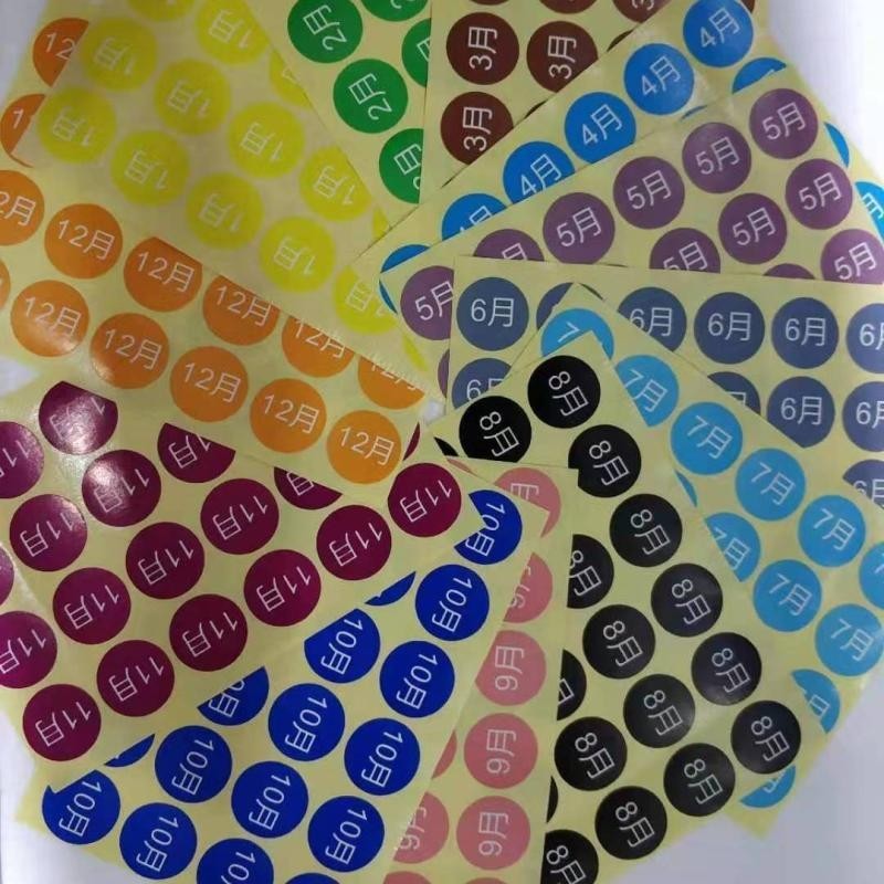 【现货spots】圆形20mm月份标签自粘不干胶数字贴标签贴纸2024彩色月份标签Circular 20mm month label self ...