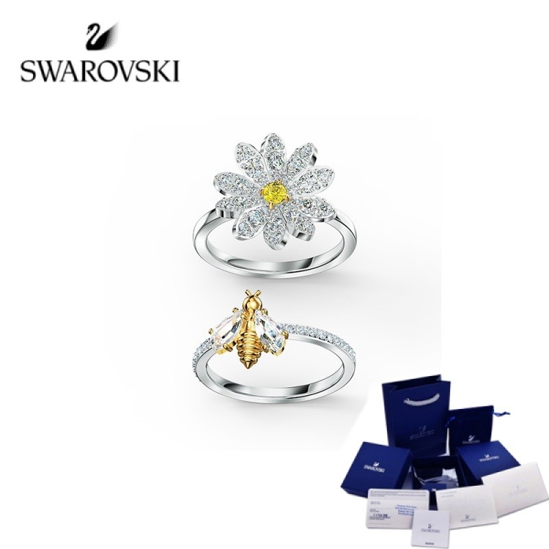 Swarovski ETERNAL FLOWER Combination Ring Love Magic Fresh Charm Female Ring Girlfriend Holiday ...