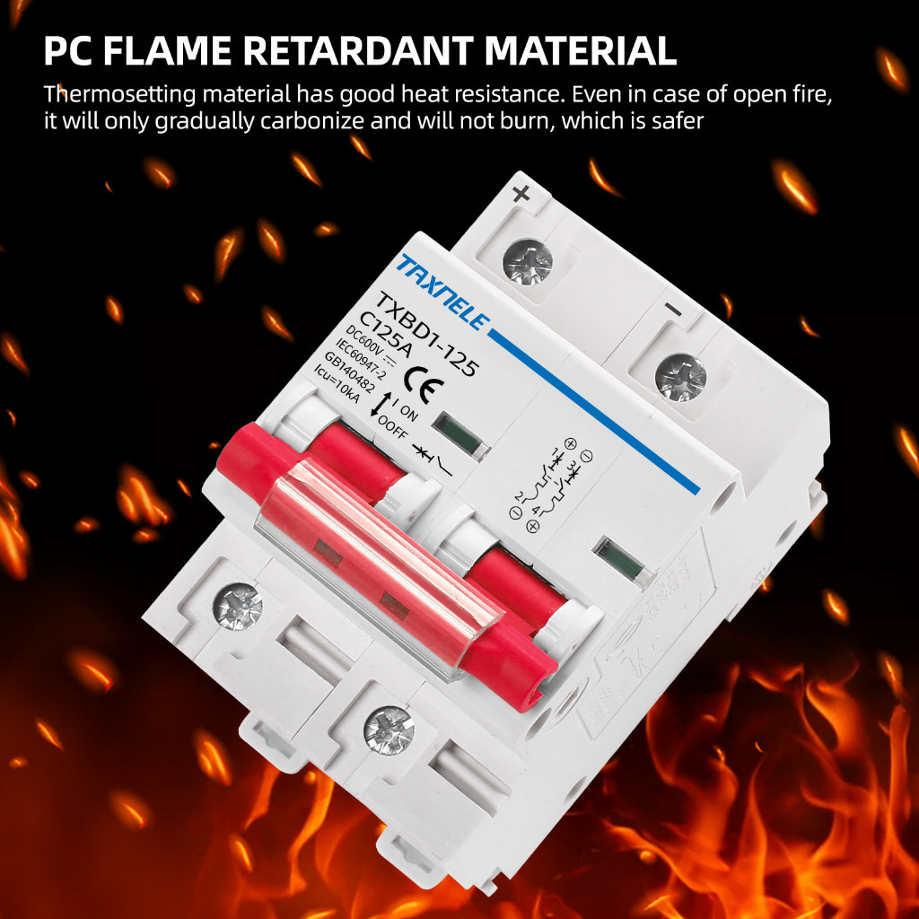 TAXNELE 2P AC DC MCB 125A 100A 80A Solar Mini Circuit Breaker Battery ...