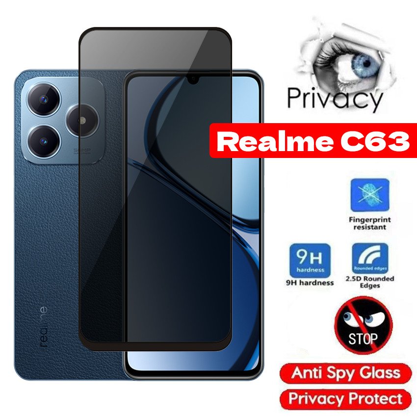 For Realme C63 C61 C65 C67 C53 C55 C51 Note 60 60x 50 2024 Anti-Spy Full Privacy Tempered Peek ...