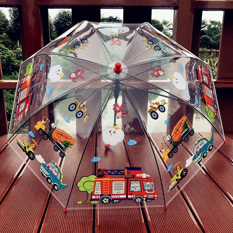 Fire Truck Transparent Children Umbrella Kindergarten Cute Cartoon ...