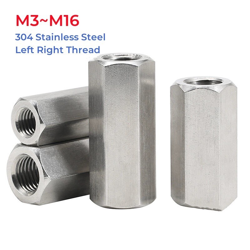 304 Stainless Steel Left Right Thread Hexagon Hex Extend Long ...