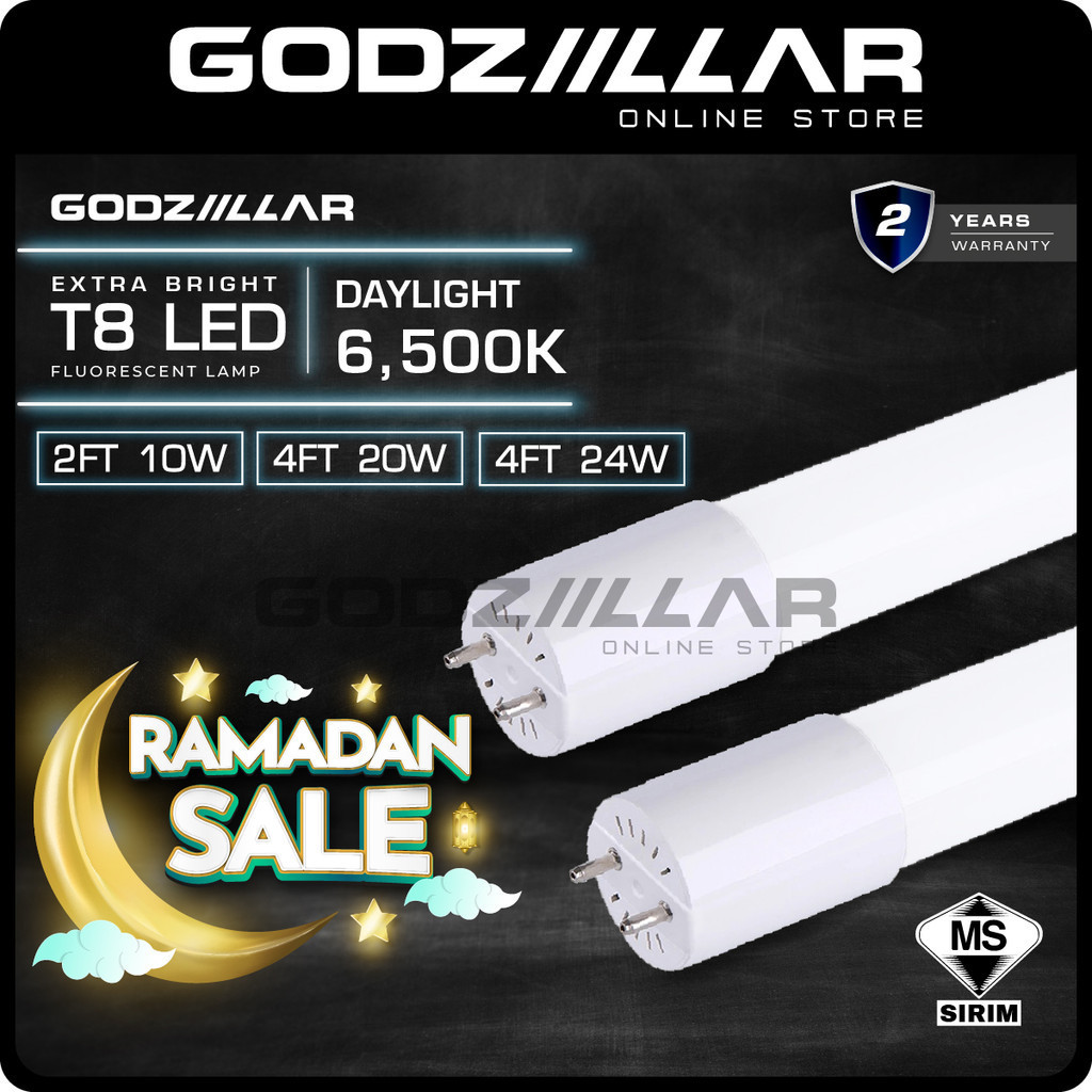 (Sirim) T8 LED Light Tube 4FT 24W 20W 10W Wall Ceiling Lighting Lampu Kalimantang Terang Dinding ...