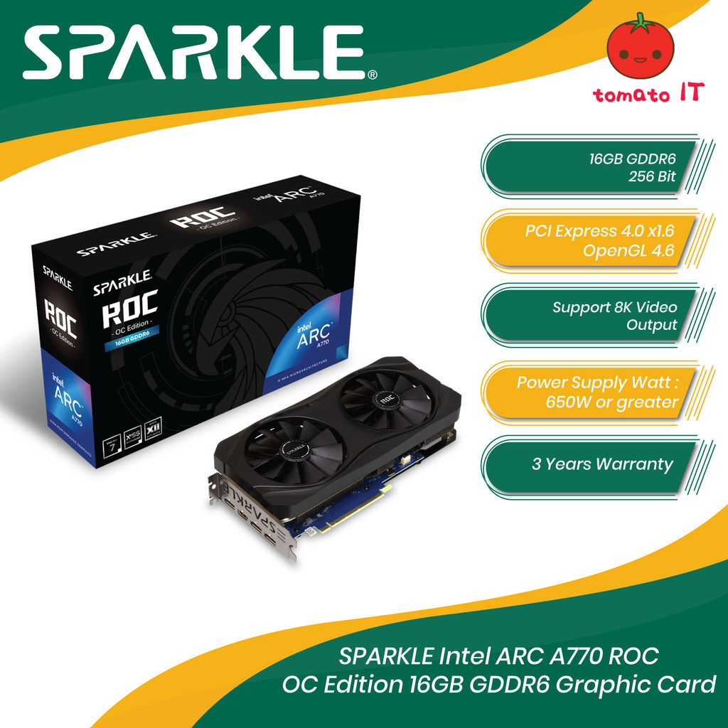 SPARKLE Intel A770 ROC OC Edition 16GB GDDR6 Graphic Card | Shopee Malaysia