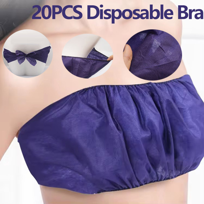 20PCS Womens Disposable Vacation Bra Nonwoven Blue Disposable Spa Bra ...