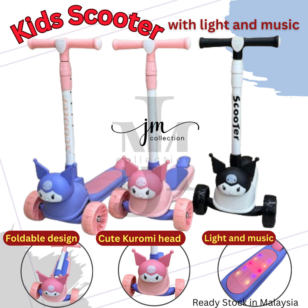 Ready Stock !!! Kids Kuromi Scooter Premium Foldable Adjustable Sporty ...
