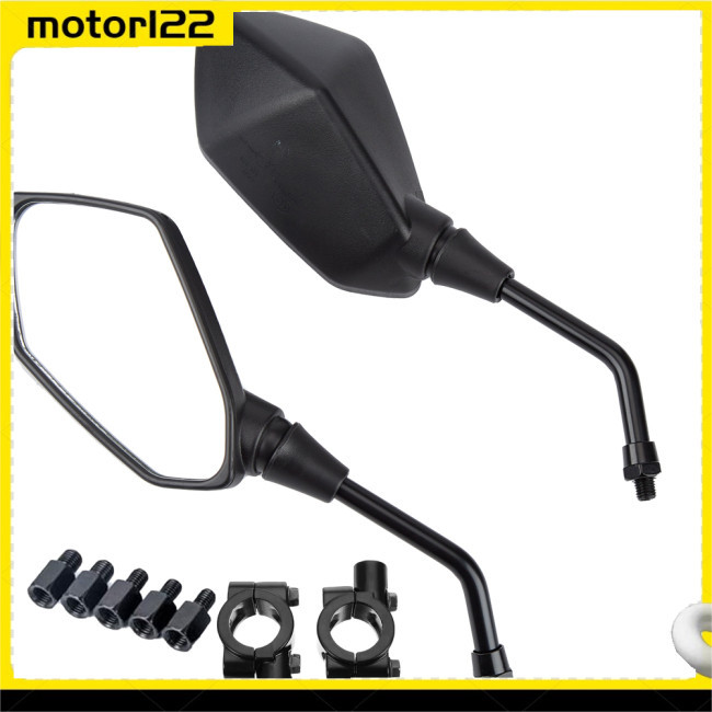 MO Universal Motorcycle Mirrors With M8 M10 Bolt Convex Handlebar Mount ...