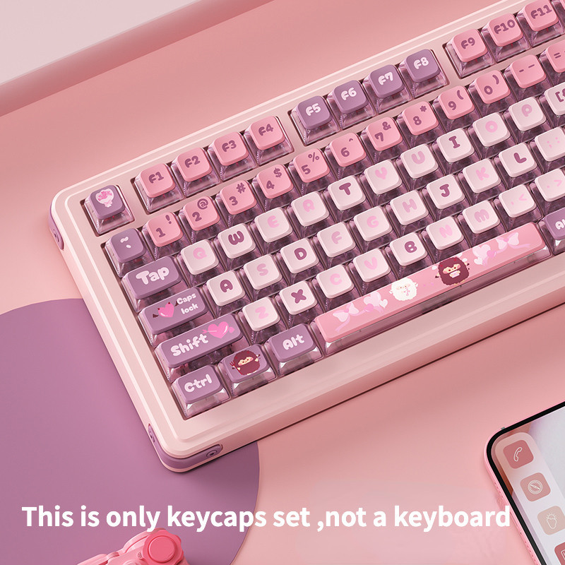 Angel Demon Sheep Pudding Dye Sublimation Transparent Keycaps Cute PBT ...