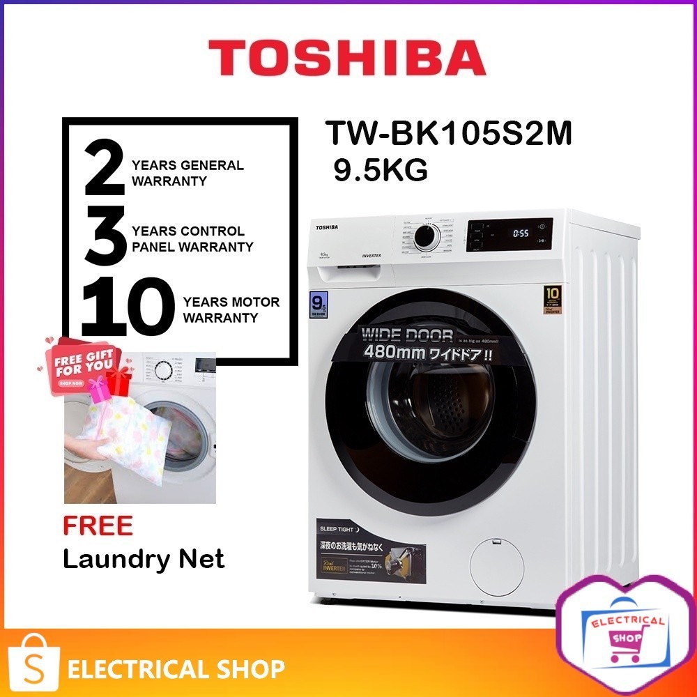 Toshiba Front Load Washing Machine 9.5KG TW-BK105S2M Real Inverter Washer TWBK105S2M (Free ...