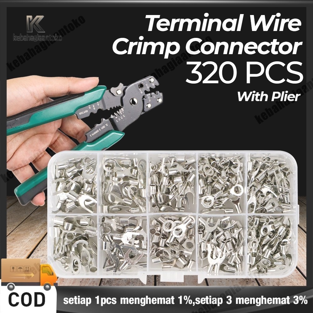 Set Terminal/Pliers Cable Peel Skun Crimp Connector Kit 320pcs+Plier ...
