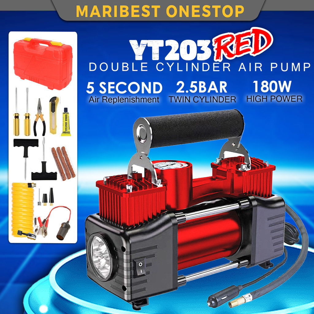 12v 150PSI Heavy Duty Portable Air Pump Tyre Mini Air Compressor Double Cylinder Car Tyre ...