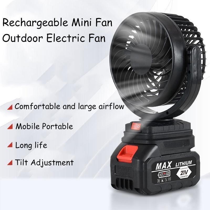 Battery Fans Portable Rechargeable USB Cordless Jobsite Fan with 21V ...