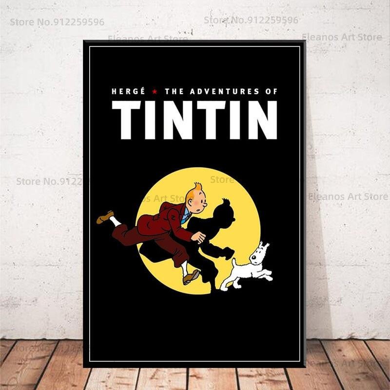 Z Classic Cartoon French Comics Adventures of Tintin Vintage Wall Art ...