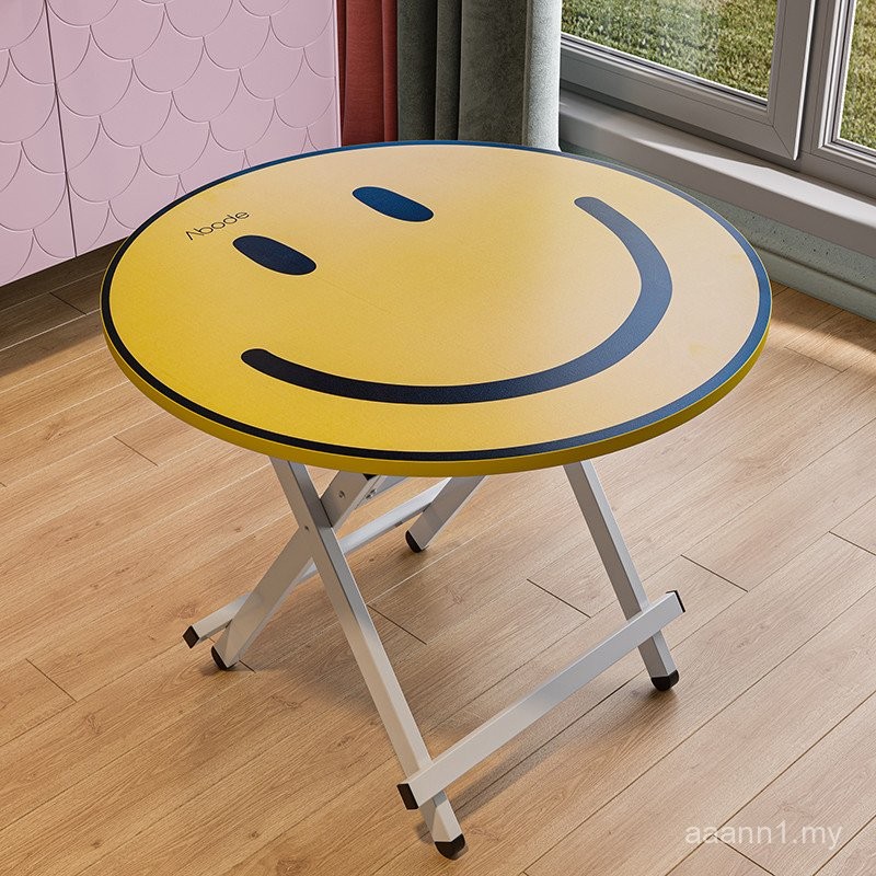 Household Simple Foldable Table Small Round Table Eating Low Table ...