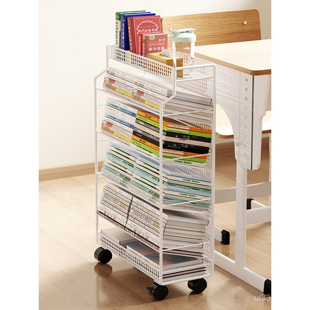 Rak Penyimpanan Bawah Meja, Rak Buku Kecil dengan Roda, Penyusun Buku ...