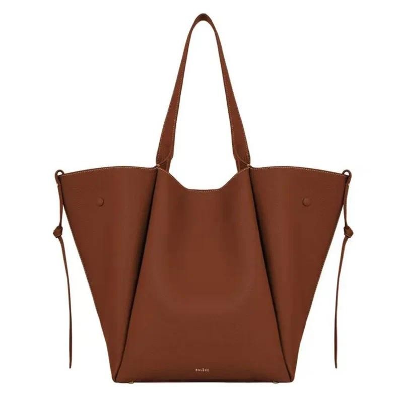 2025 Fashion new polene bucket bag France large capacity soft leather ...
