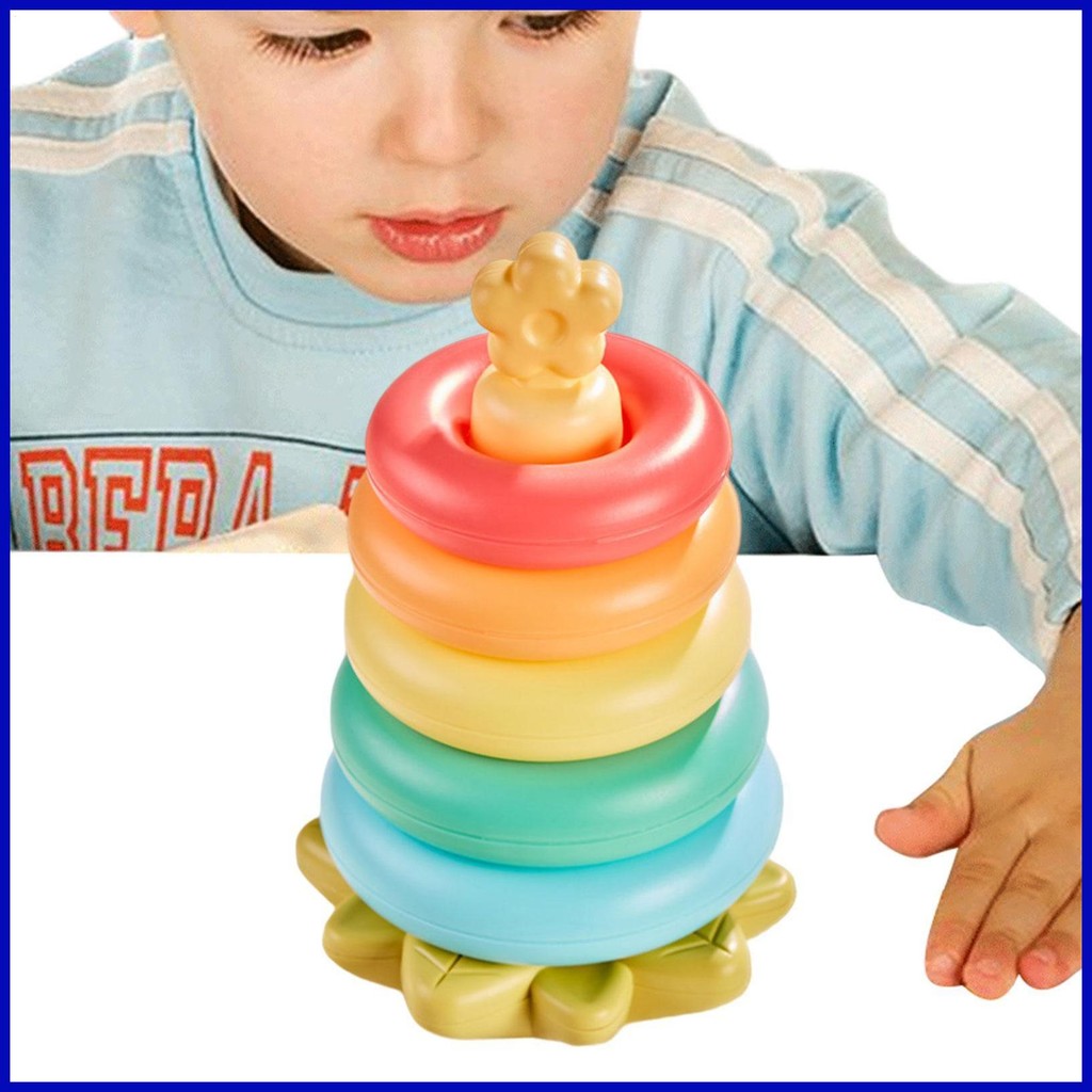 Ring Stacker Baby Toy Rainbow Educational Spin Wheel Toys Developmental ...