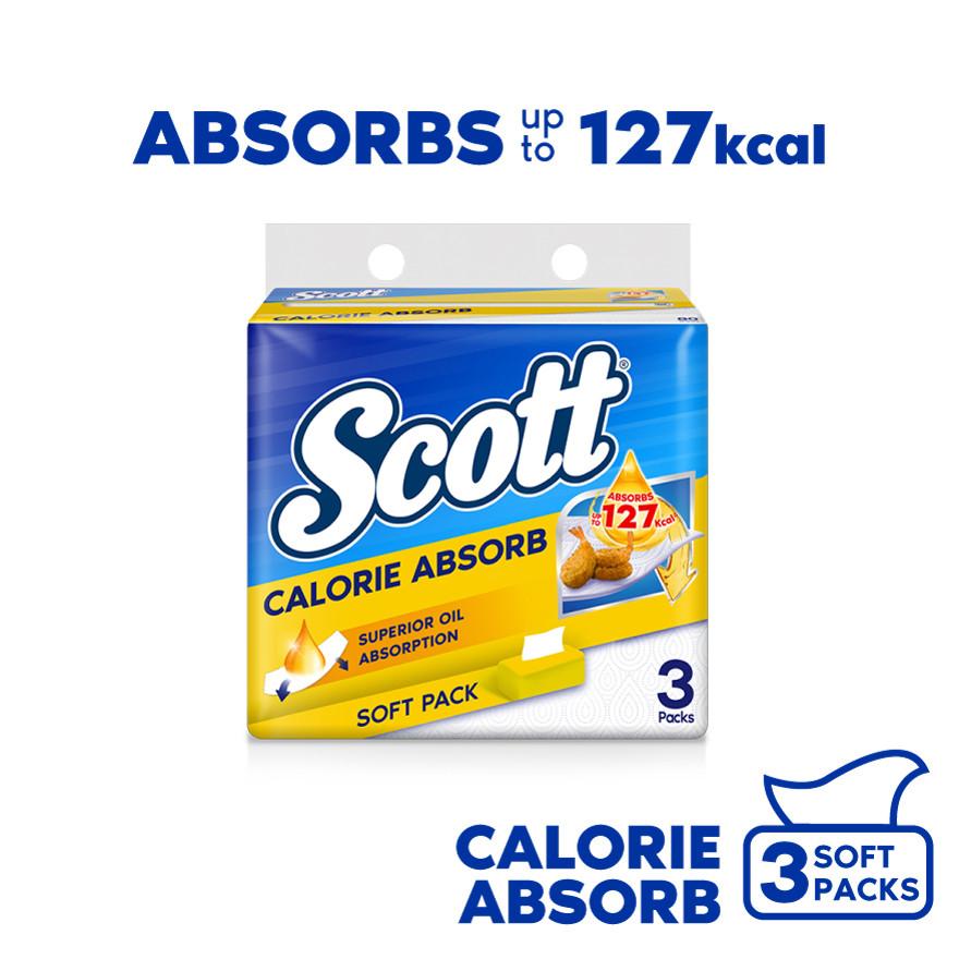 Scotts Calorie Absorb Kitchen Towel Softpack (80s x 3 Packs) | Shopee ...