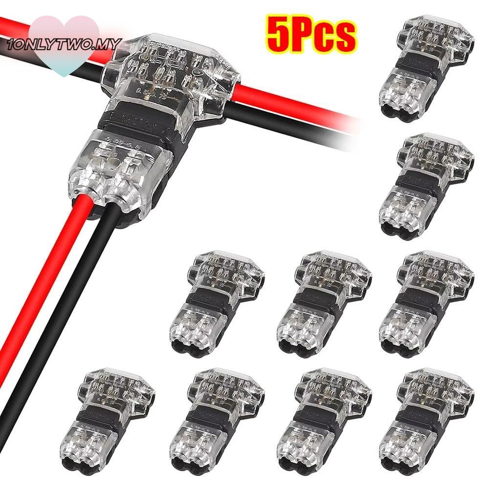 1ONLYTWO 1/5Pcs Pluggable Wire Connector, T Type 2 Pin Electrical Cable ...