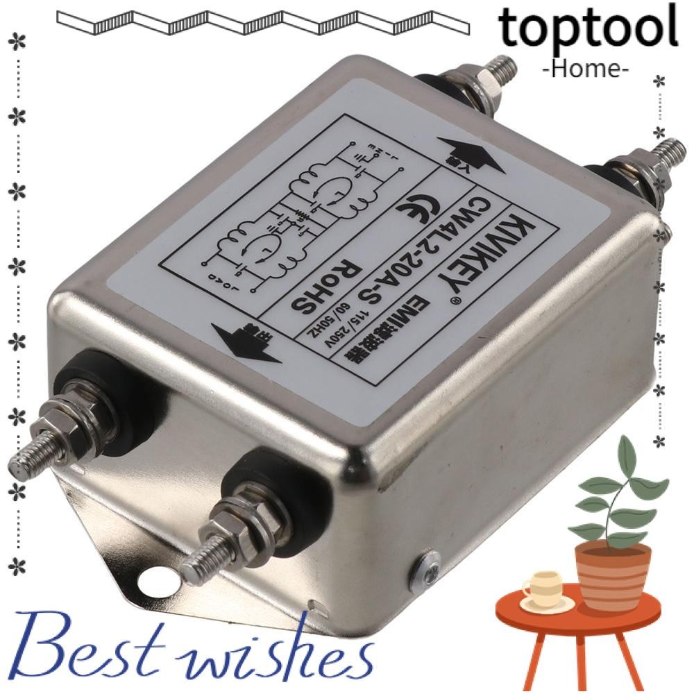 TOPTOOL Power EMI Filter, Single-Phase Termianl Noise Suppressor ...